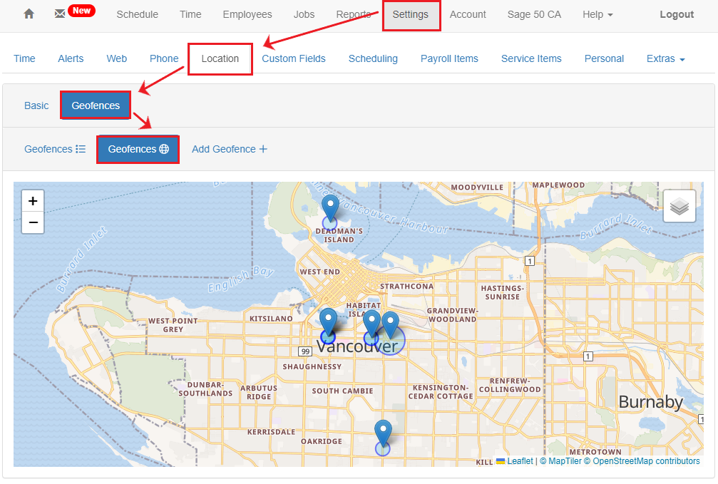 View All Geofences On One Map - Map View – VeriClock