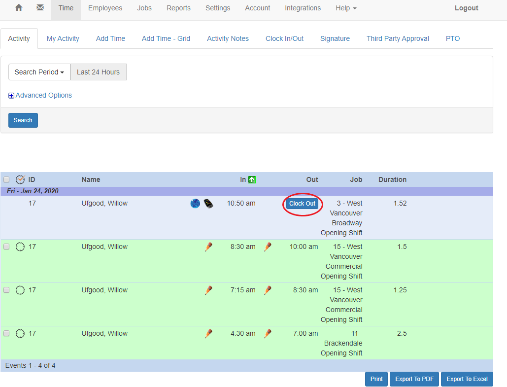 How to Clock out an employee in the future – VeriClock