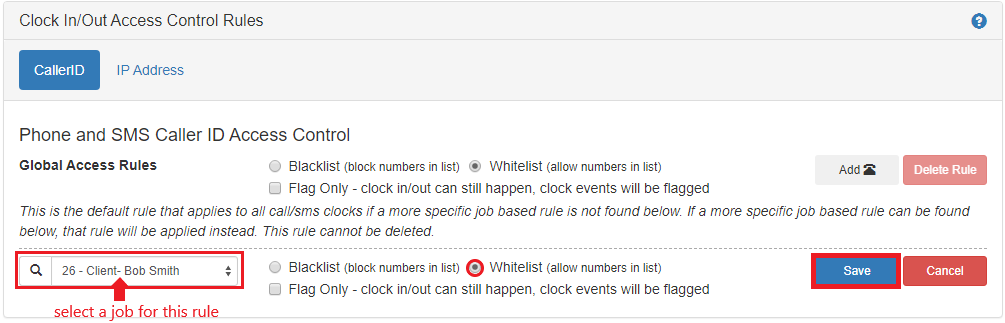 Phone/SMS Clock Access Rules – VeriClock