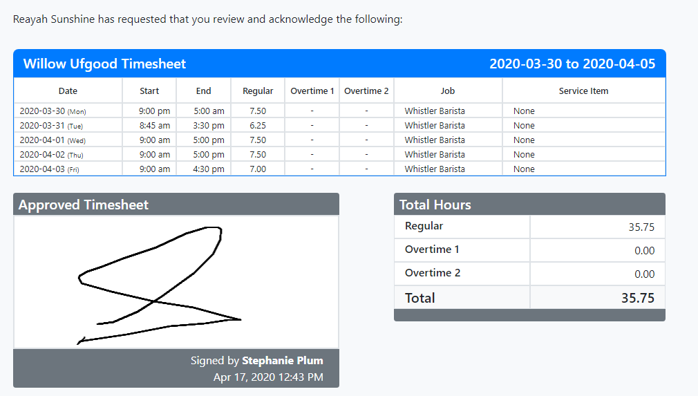 Approving Third-Party Time via Email in VeriClock – VeriClock
