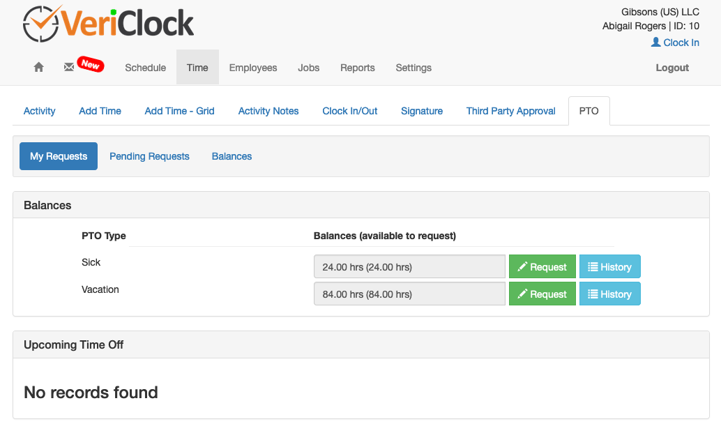 Requesting PTO – VeriClock
