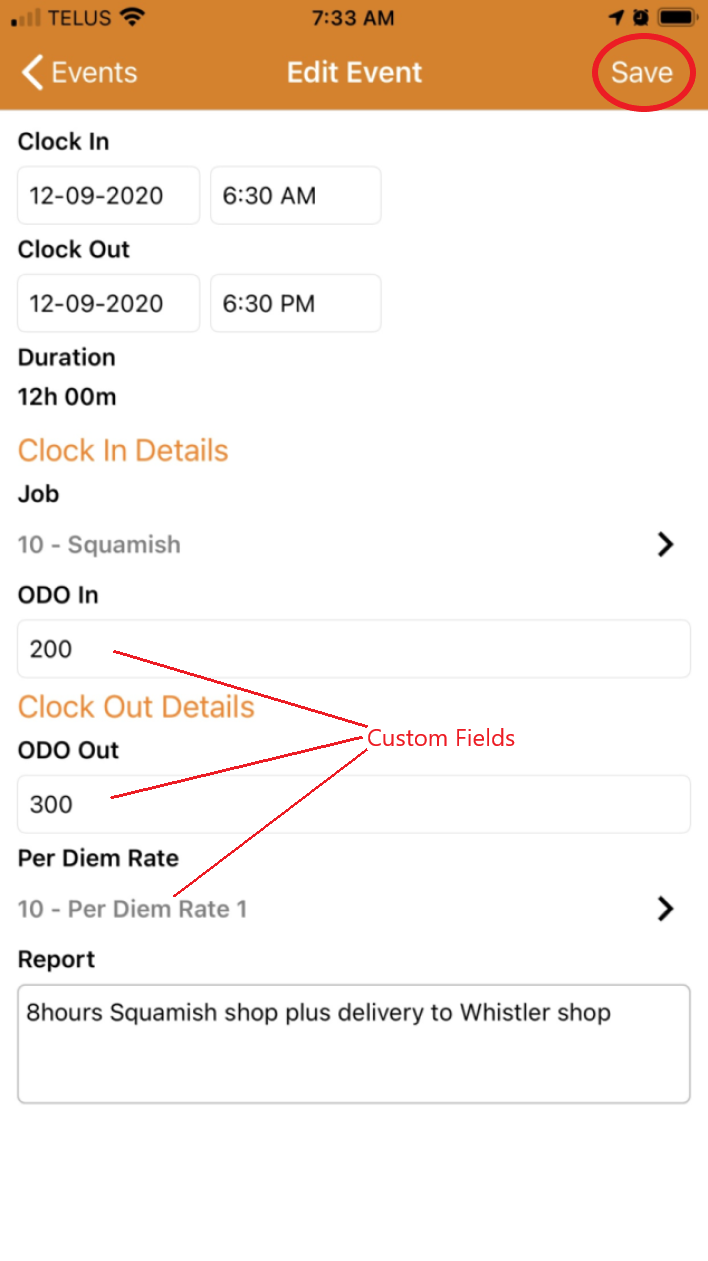 View your clock in/out events from the app – VeriClock