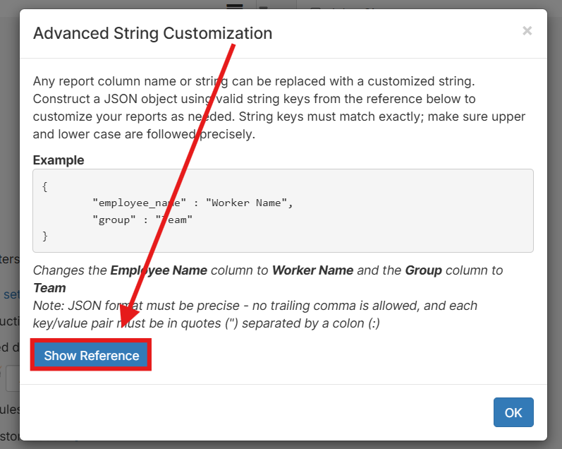 Renaming Report Columns – VeriClock