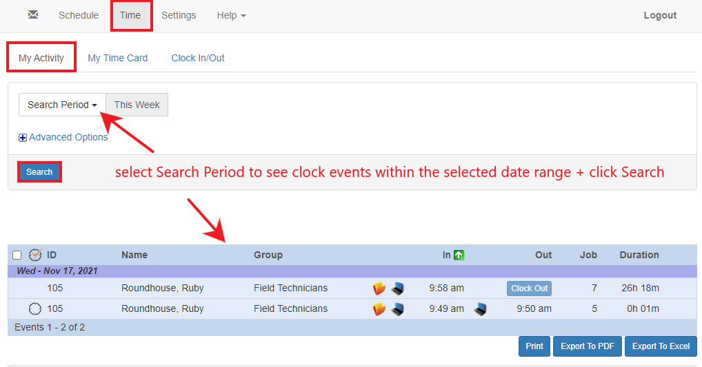 Viewing Hours For Employees Clocking In By Phone Call/SMS – VeriClock