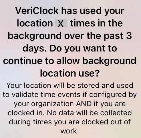 GPS Location Tracking Pop-up – VeriClock