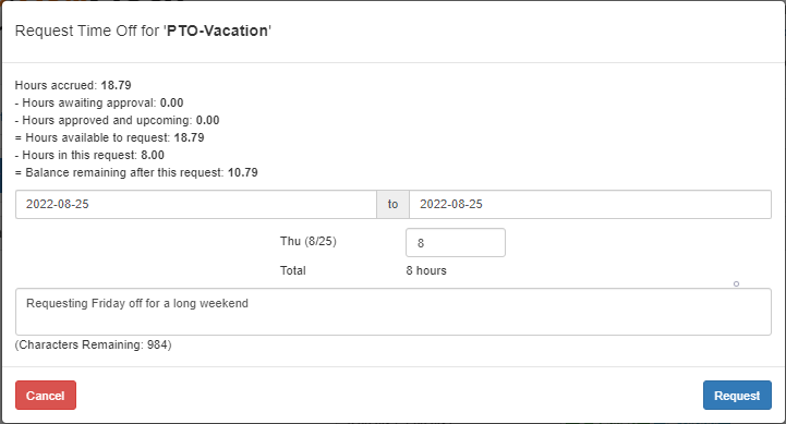 Requesting PTO – VeriClock